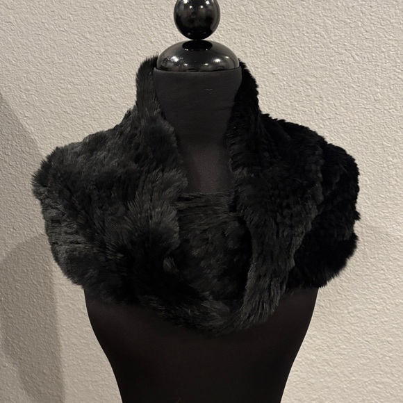Nabro | Accessories | Black Stretch Rabbit Fur Neck Wrap Stole ...